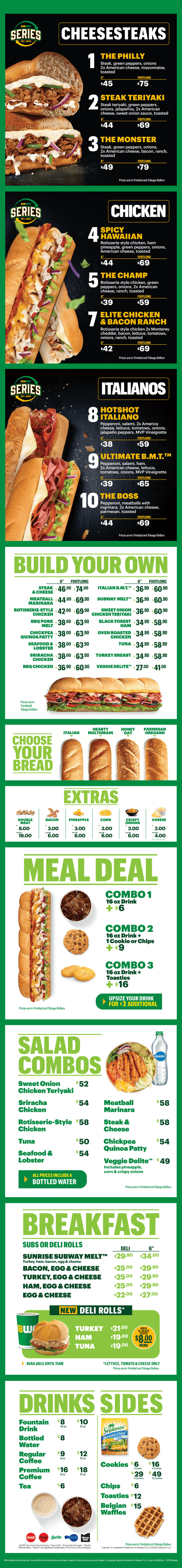 Menu - Subway Trinidad and Tobago